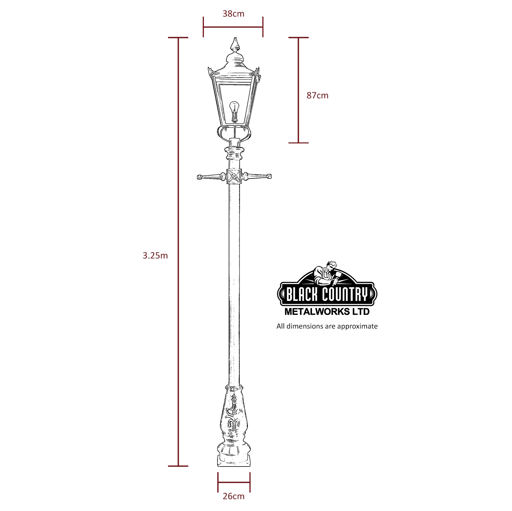 Victorian Lamp Post - Black 3.2m | Black Country Metalworks