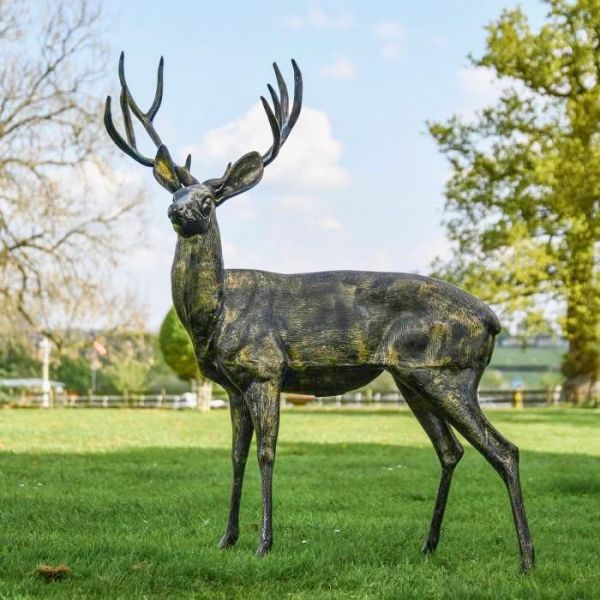 Cast Aluminium Standing Stag and Sitting Doe Sculptures | Black Country ...