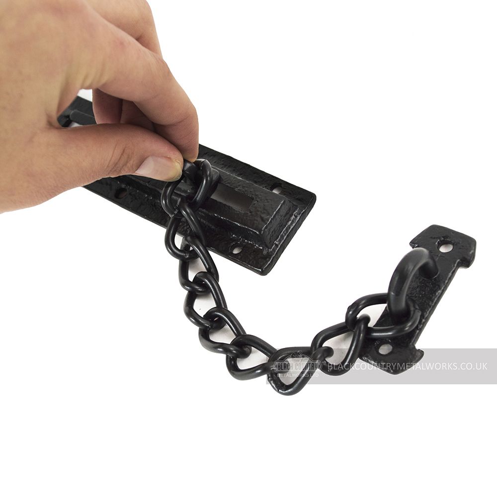 6 Inch Black Door Chain Lock | Black Country Metalworks