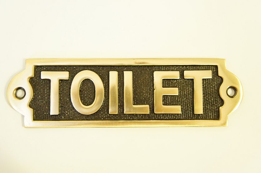 Solid brass Toilet sign | Black Country Metalworks