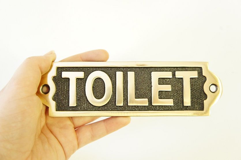 Solid brass Toilet sign | Black Country Metalworks