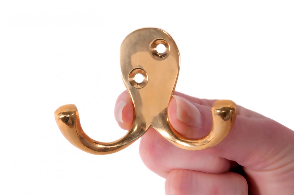 "Inglesburg" Double Hook in solid brass | Black Country Metalworks