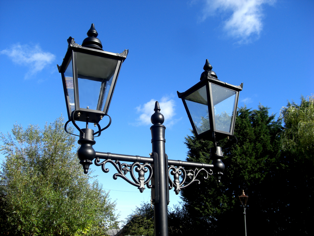 Dual Headed High Mast Column and Lantern Set | Black Country Metalworks