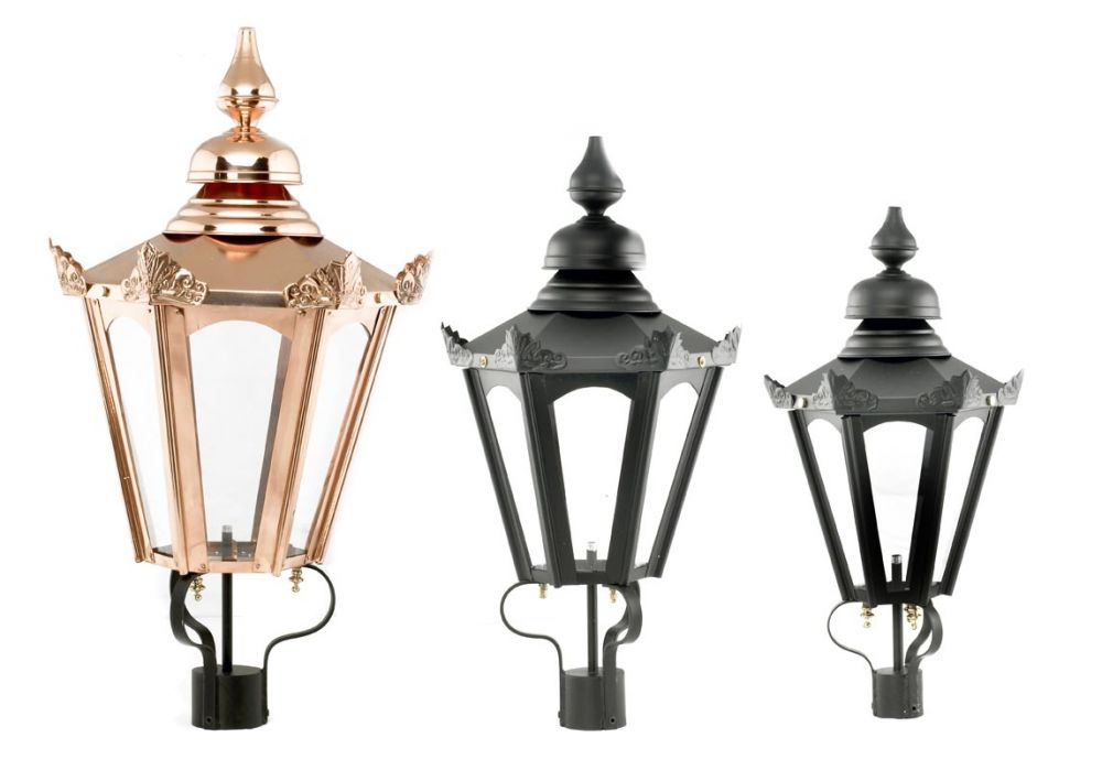 Triple Headed Hexagonal Lamp Post Set | Black Country Metalworks