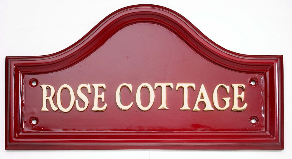 House Name - Red Traditional Signs (16" wide) | Black Country Metalworks
