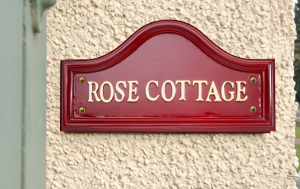 House Name - Red Traditional Signs (16" wide) | Black Country Metalworks