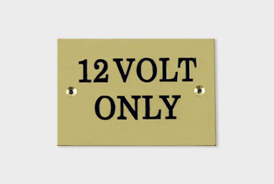 Solid Brass Plaque With Black Lettering Label "12 volt only" | Black ...