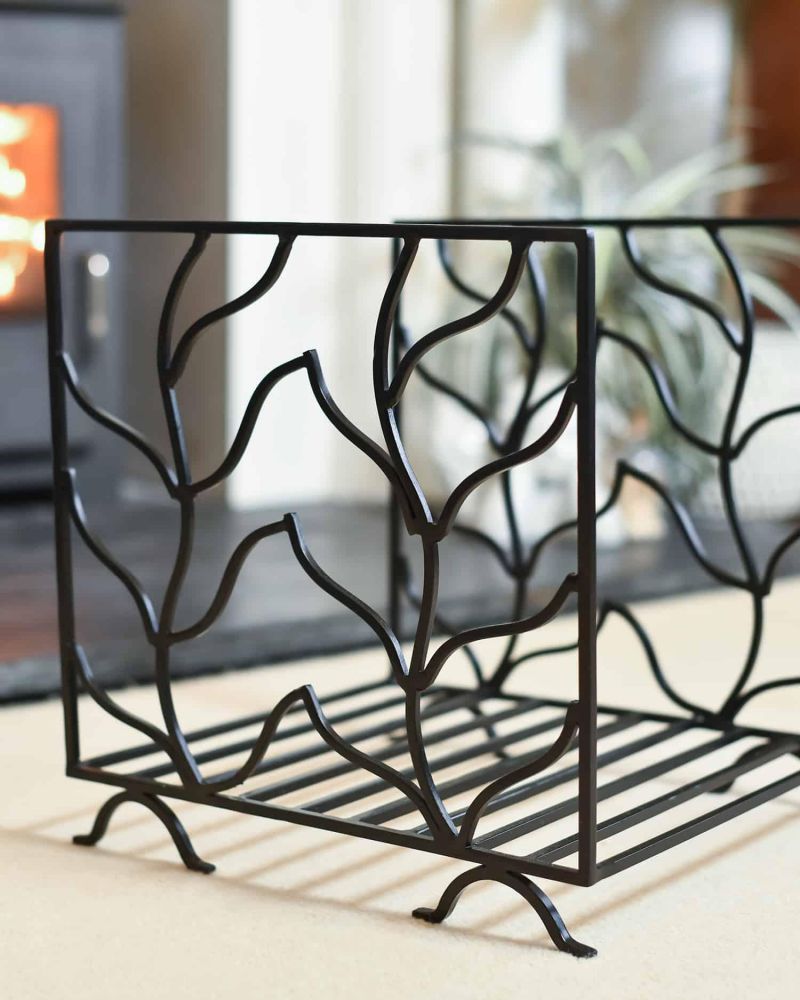 "Attingham" Leaf Style Log Rack | Black Country Metalworks