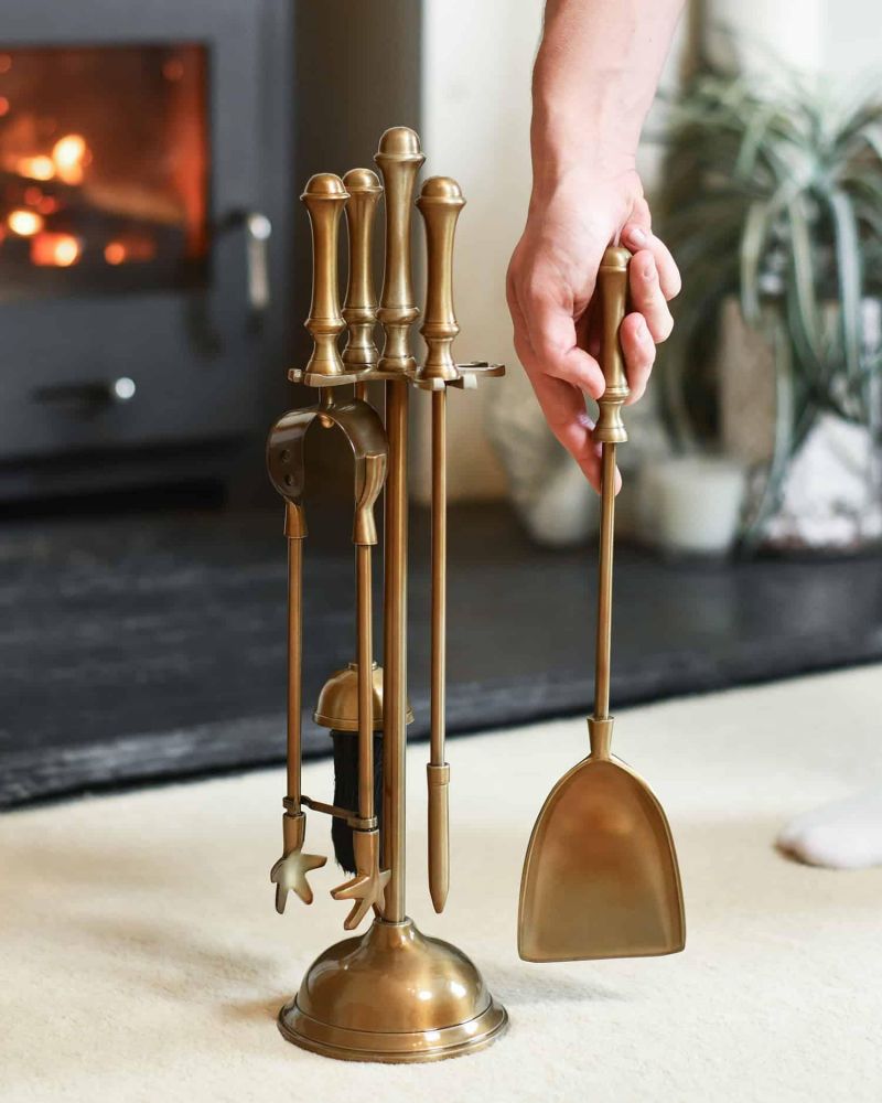 "Coven Hall" Antique Brass Companion Set 47cm | Black Country Metalworks