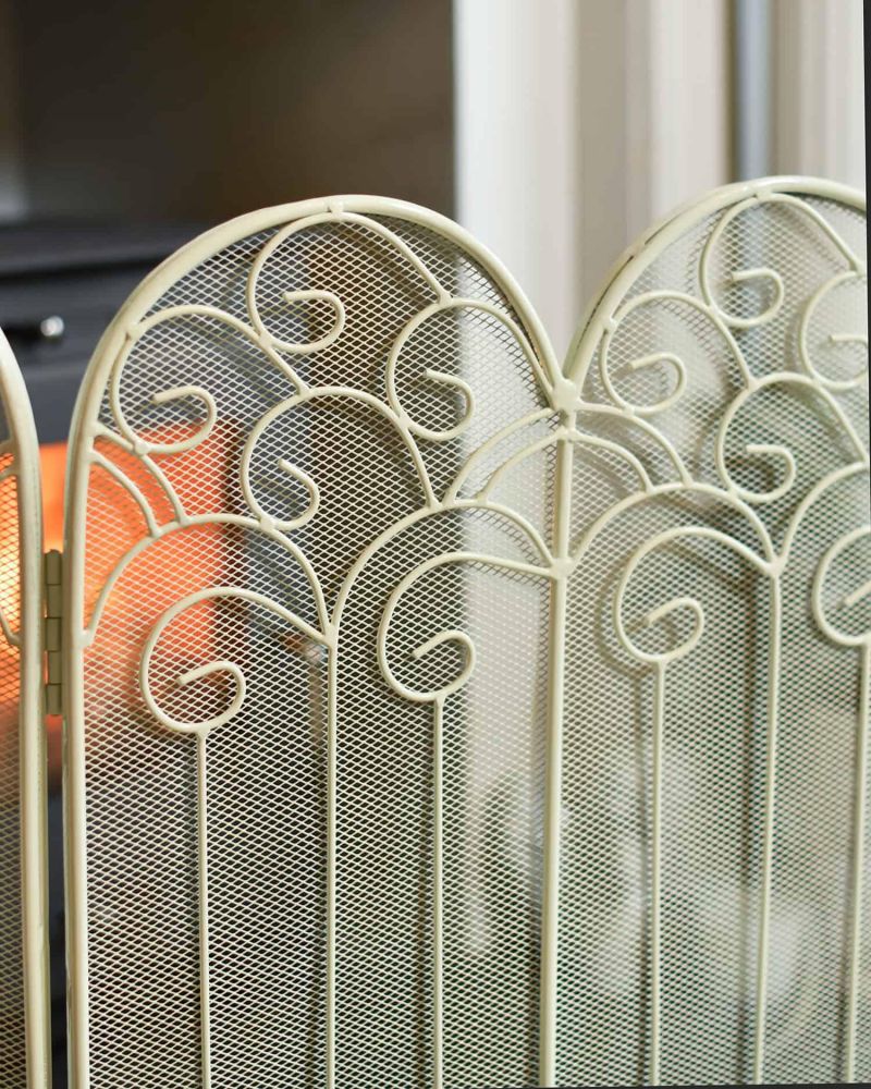 "French Victoriana" Cream Fire Screen | Black Country Metalworks