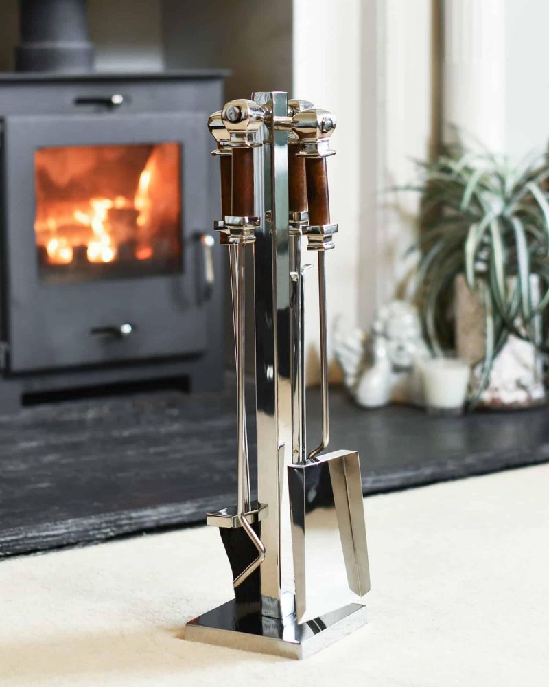 "Malborough" Stainless Steel and Wooden Companion Set 62cm | Black ...