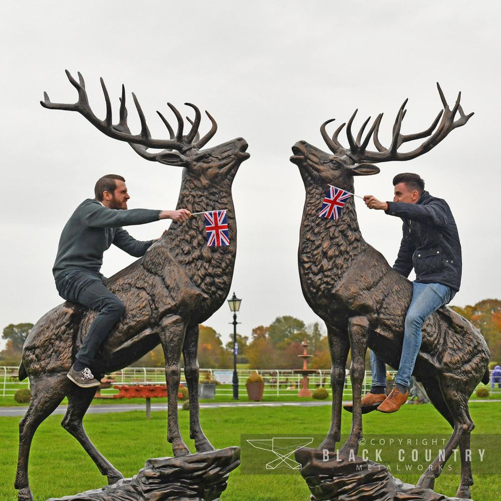 'Highland Prince' Stag on Rock Sculpture | Black Country Metalworks