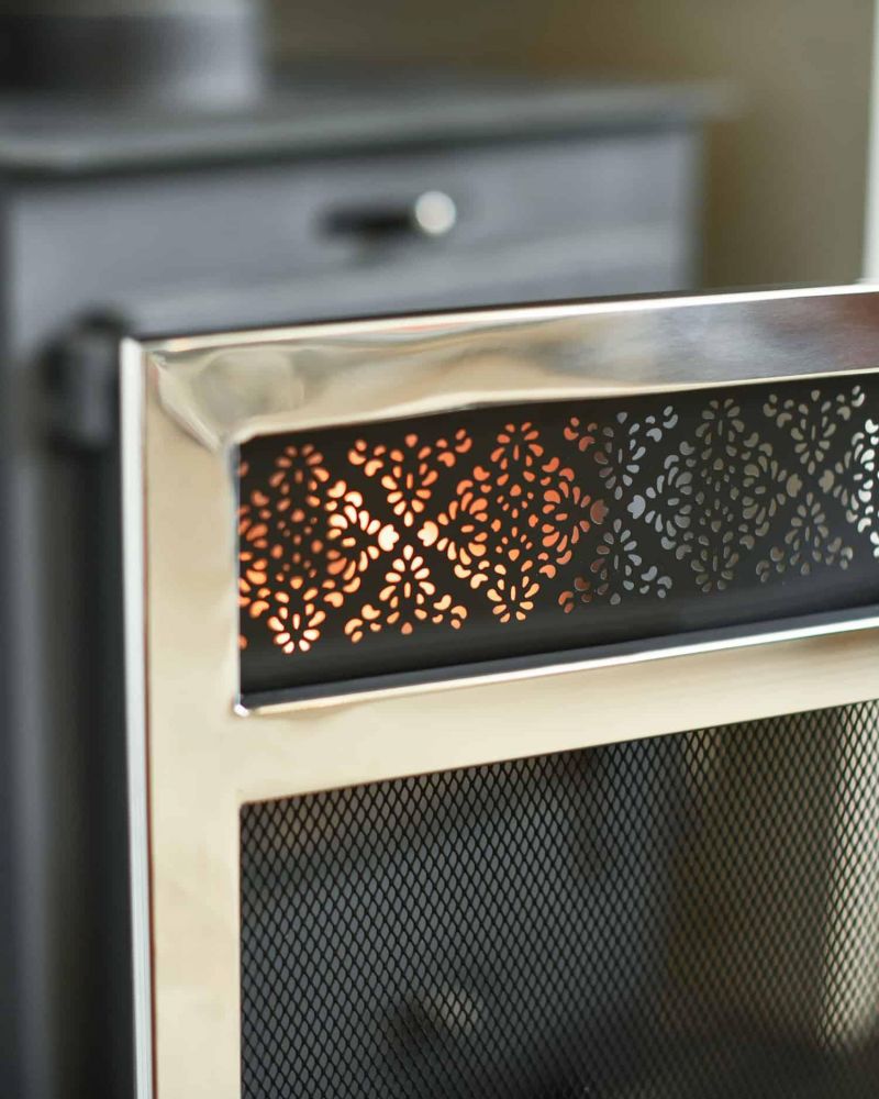 “Hildern Hall” Stainless Steel Contemporary Mesh Fire Guard | Black ...