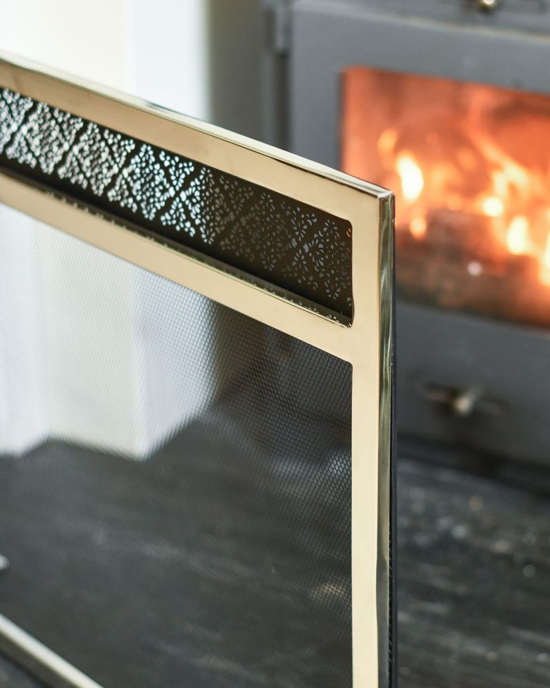 “Hildern Hall” Stainless Steel Contemporary Mesh Fire Guard | Black ...