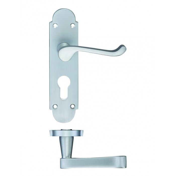 “Oxbridge” Satin Chrome Euro Cylinder Lever Lock Set | Black Country ...
