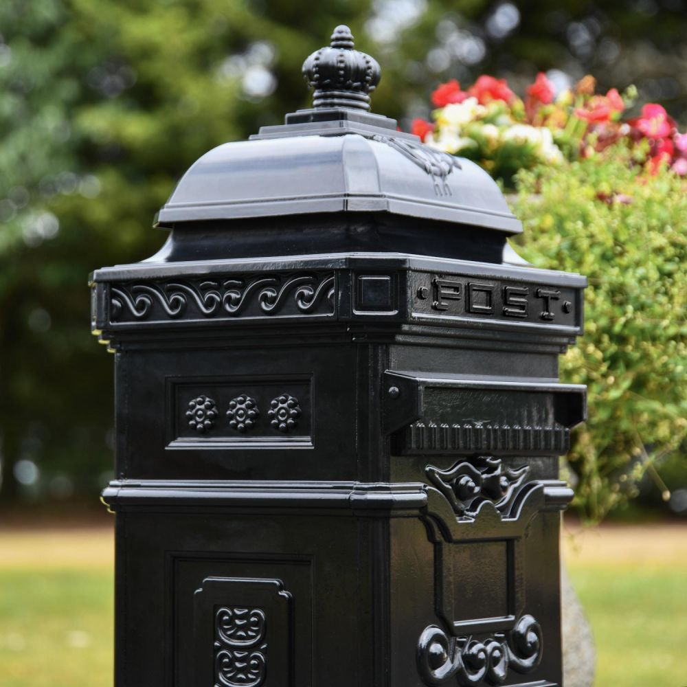 “Raventree” Black Camden Free Standing Post Box | Black Country Metalworks