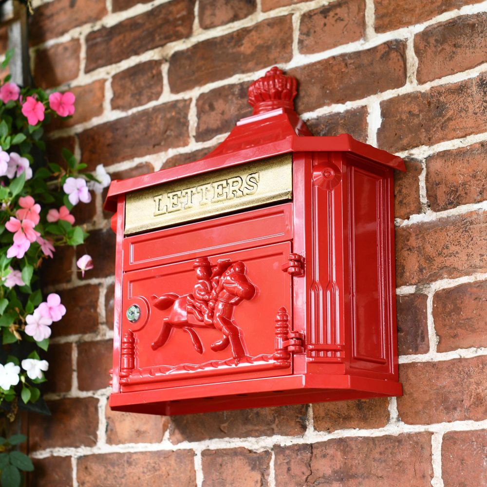 “Scorched Cranberry” Red Huntingdon Wall Mounted Post Box | Black ...