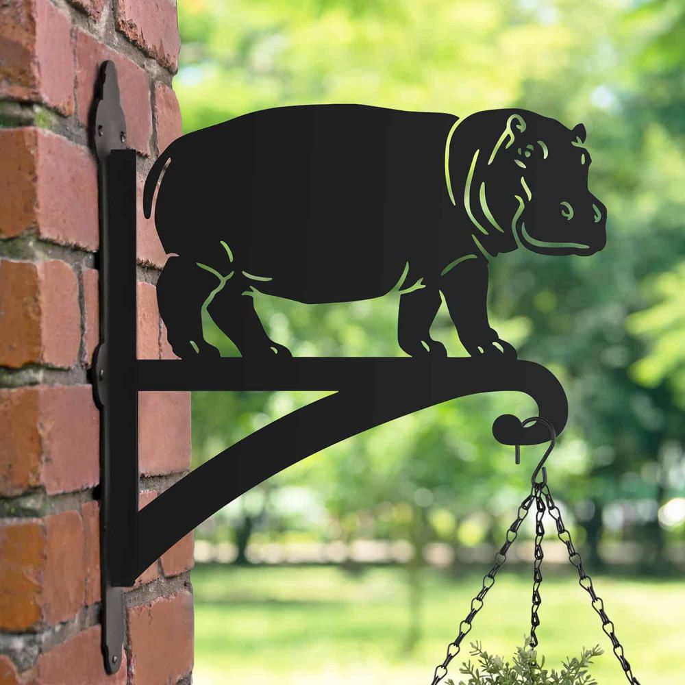 Steel Standing Hippo Hanging Basket Bracket | Black Country Metalworks