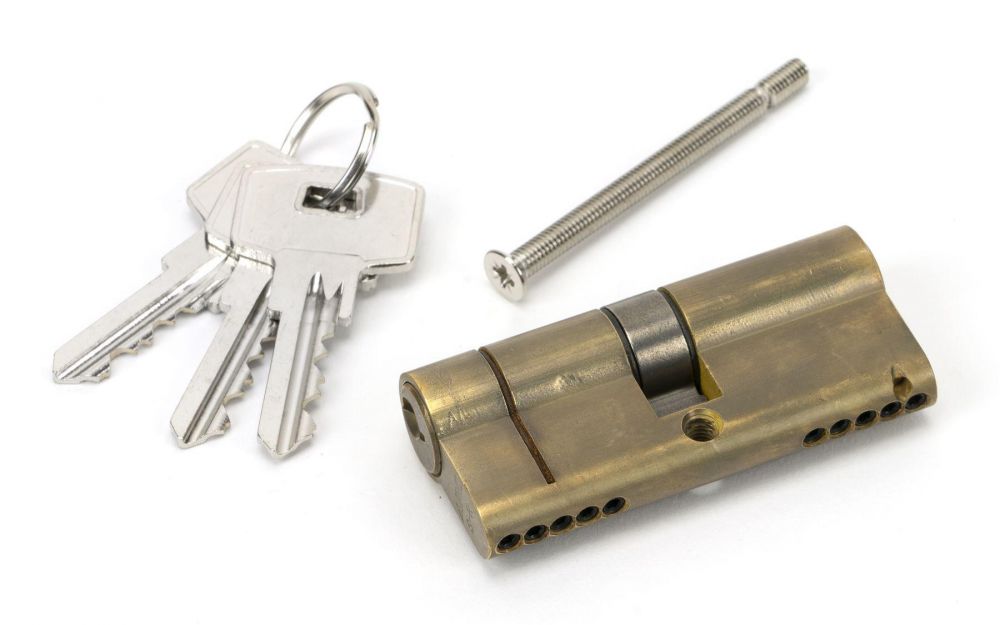 Aged Brass 5-Pin Cylinder & Keys - 35mm | Black Country Metalworks