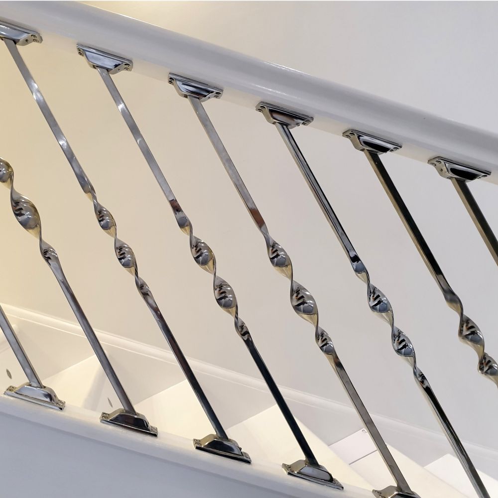 "Alessi" Single Bold Twist Stainless Steel Stair Spindle | Black ...