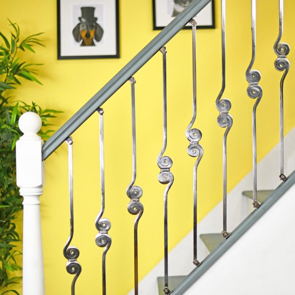 "Allegro" Duet Swirl Stair Spindle | Black Country Metalworks