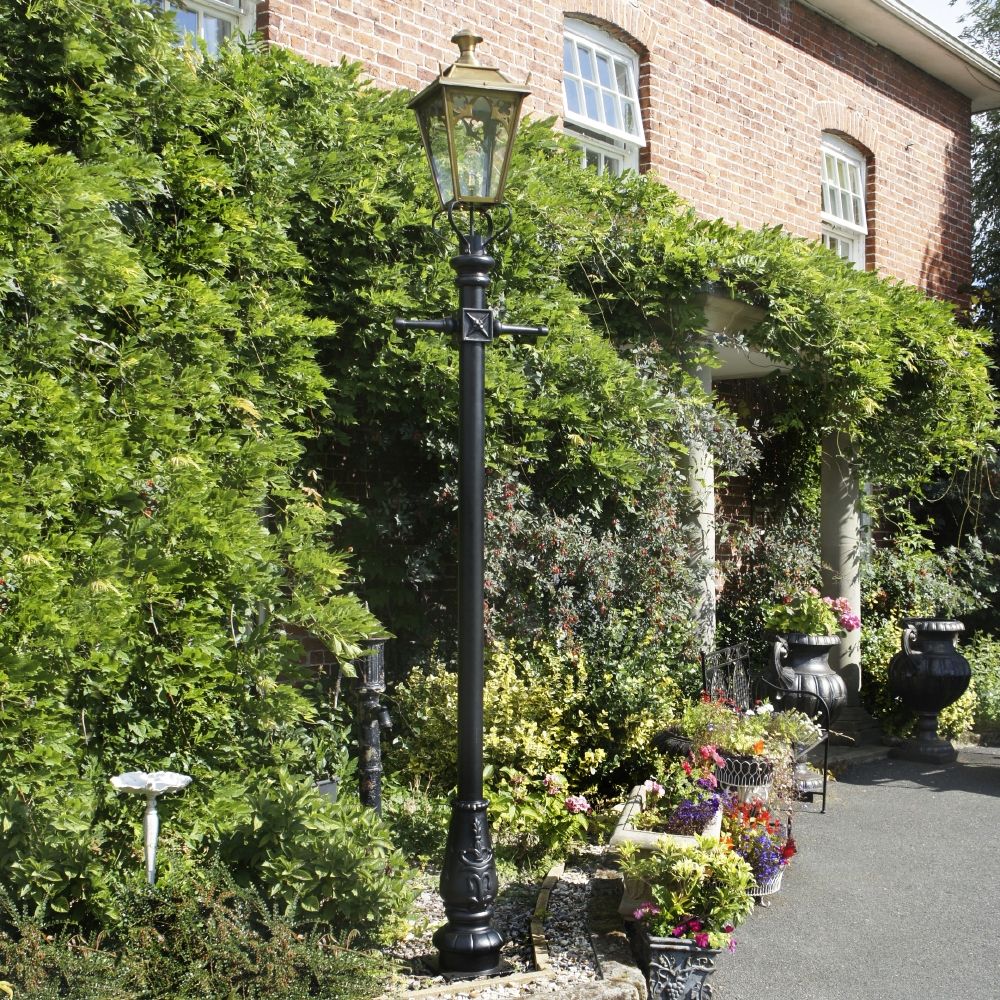 Antique Brass Gothic Lamp Post & Lantern Set 2.7m | Black Country ...