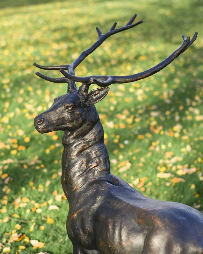 Antique Bronze 'General' Freestanding Stag Garden Sculpture | Black ...