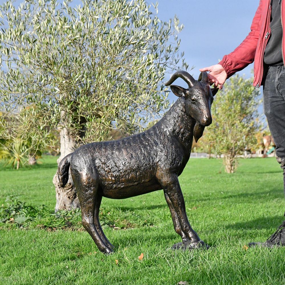 Antique Bronze Billy Goat Garden Sculpture | Black Country Metalworks