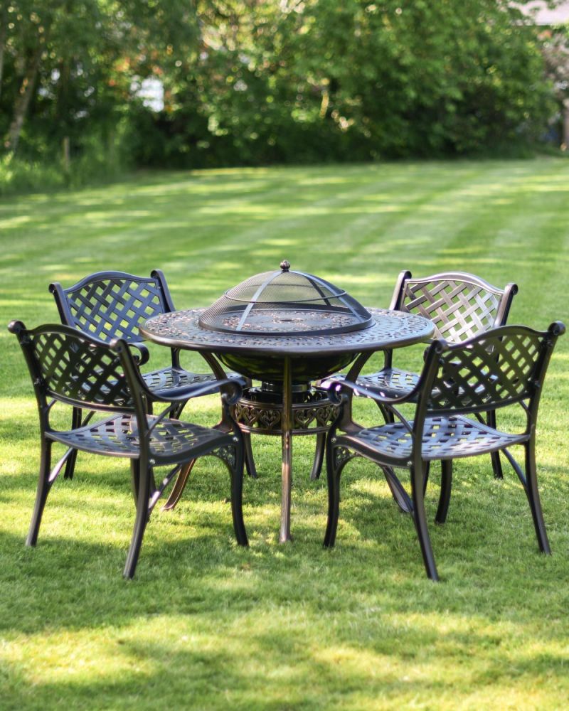 Antique Copper "Round Robin" Four Seater Table & Chair Set with BBQ ...