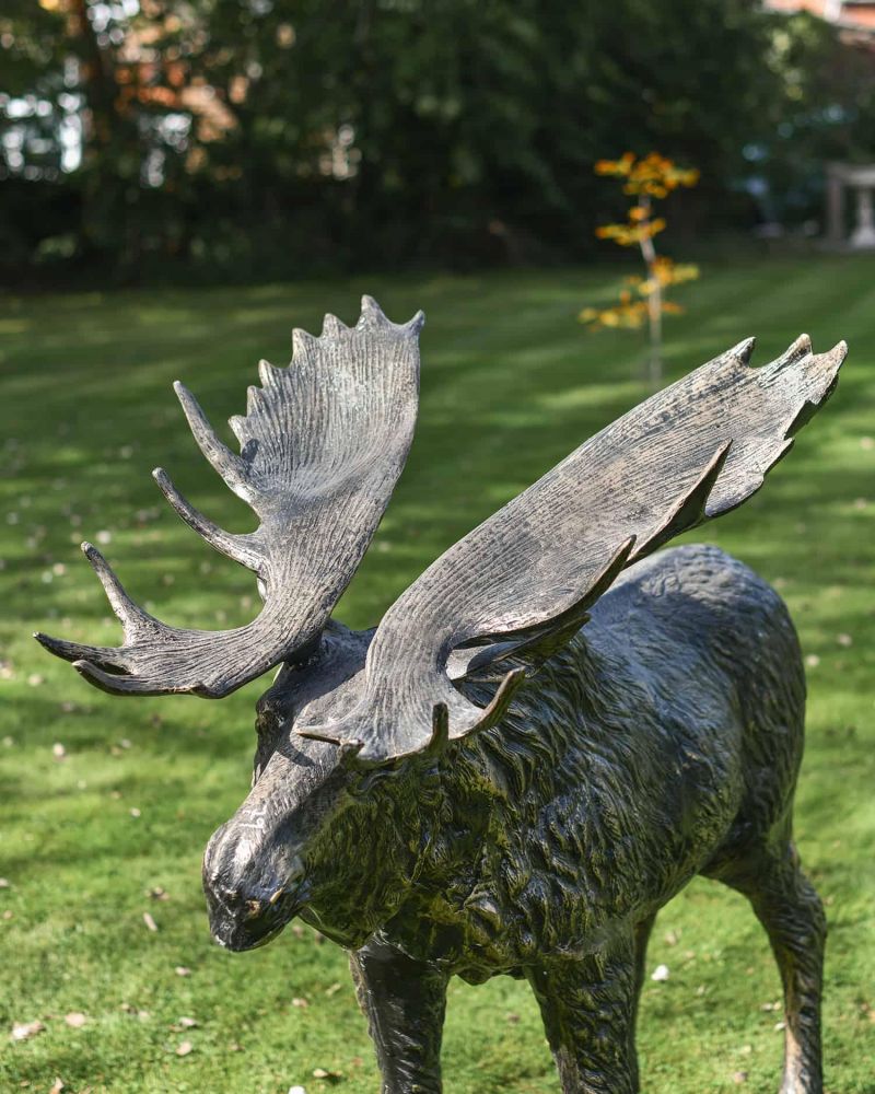 Antique Gold "Mickey Moose" Cast Aluminium Moose Garden Sculpture ...