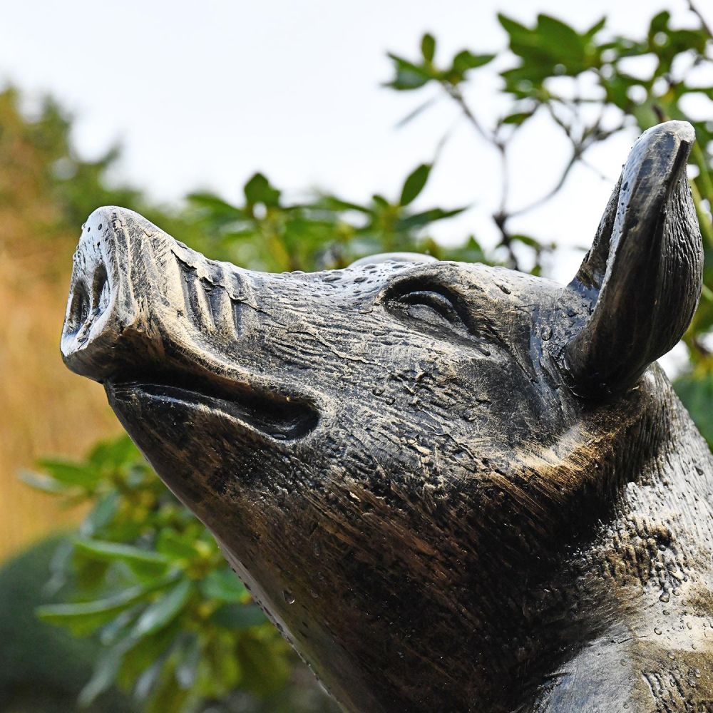 Brushed Gold Sitting Pig Sculpture | Black Country Metalworks