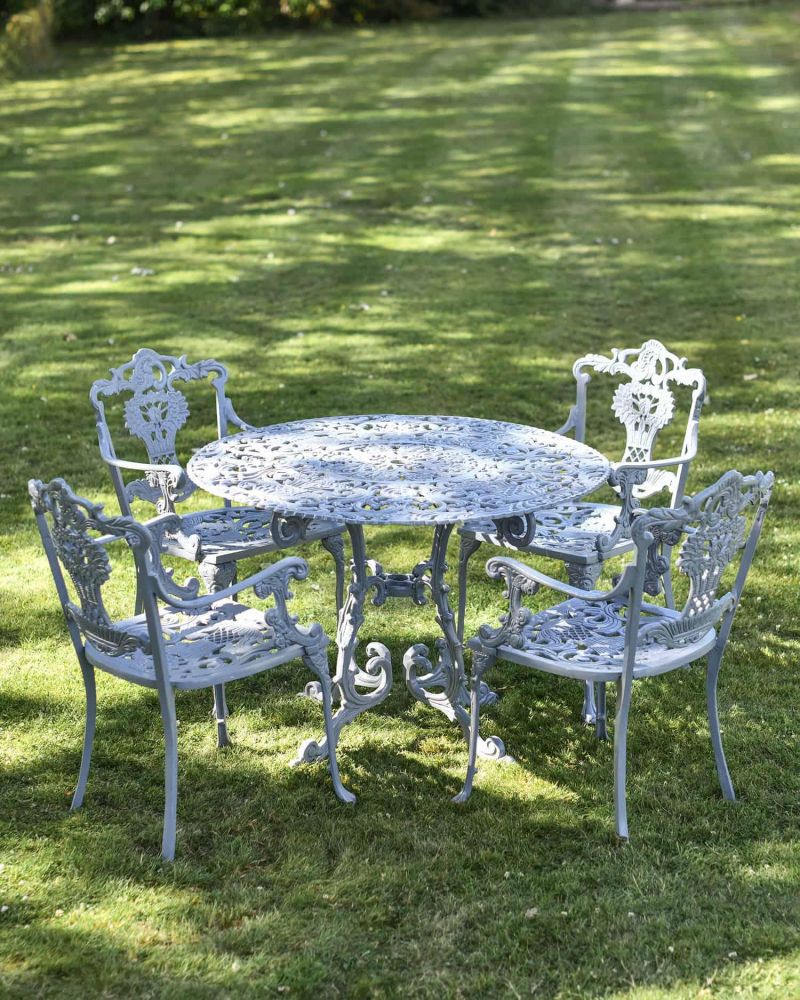 Antique Grey "Versailles" Four Seater Dining Set | Black Country Metalworks