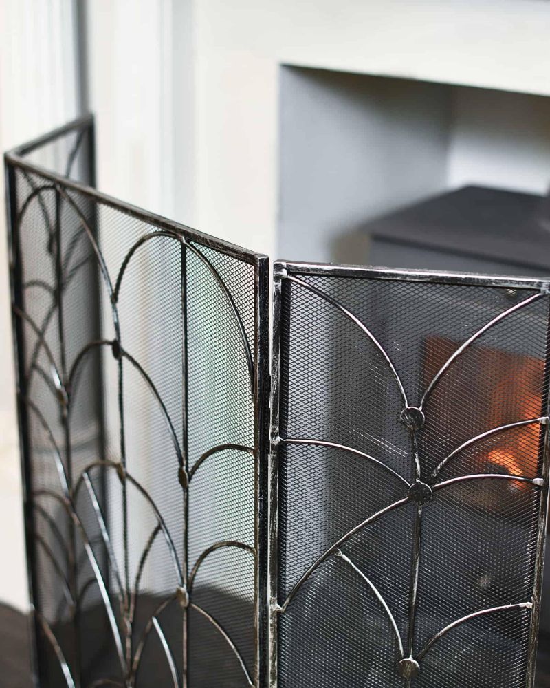 Antique Silver Art Deco Three Fold Fire Guard | Black Country Metalworks