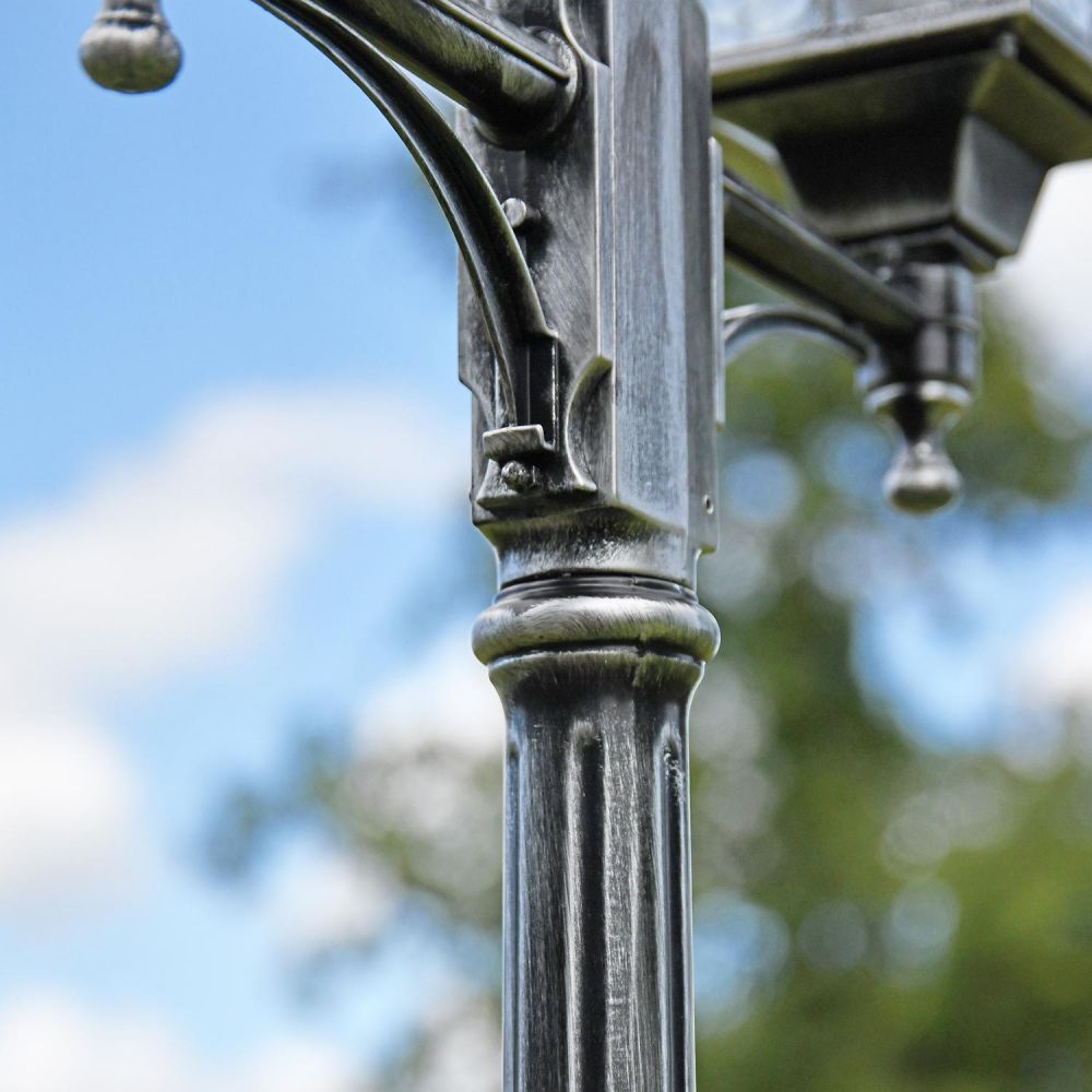 "Marsden" Antique Silver Double Head Lamp Post 2.3m | Black Country ...
