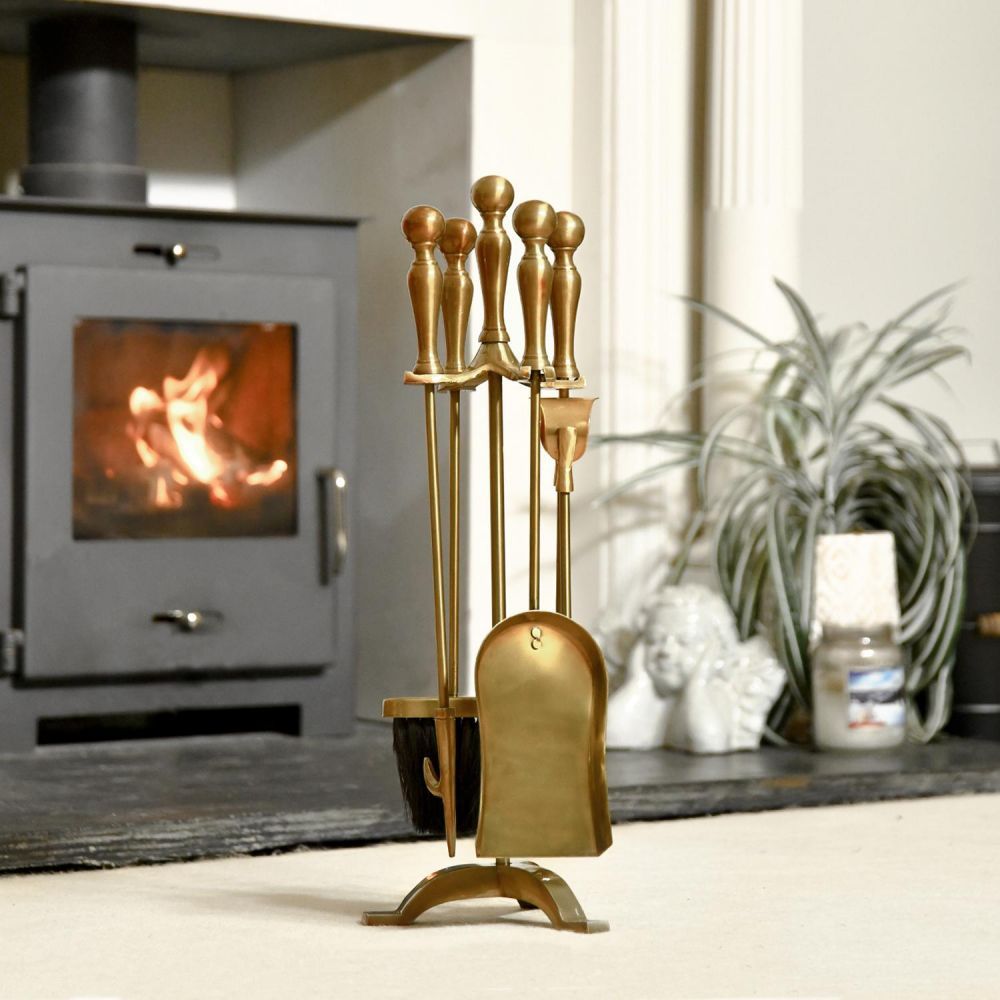 Antique Brass Traditional Companion Set 56cm | Black Country Metalworks