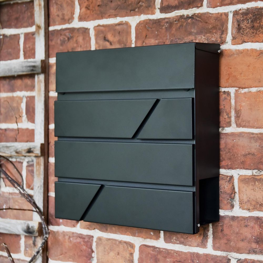 "Cityscape" Black Contemporary Post Box With Lock | Black Country ...