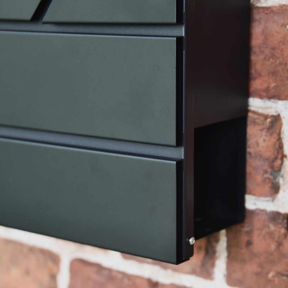 "Arlington" Black Modern Wall Mounted Post Box & Newspaper Holder ...