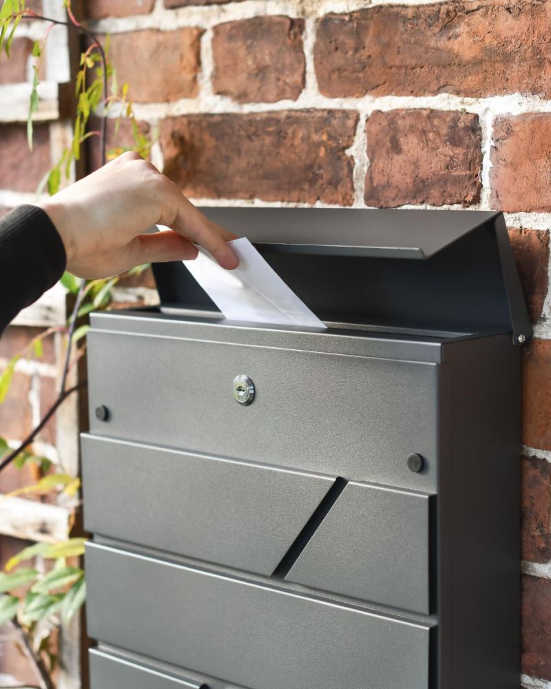 "Arlington" Grey Modern Wall Mounted Post Box & Newspaper Holder ...