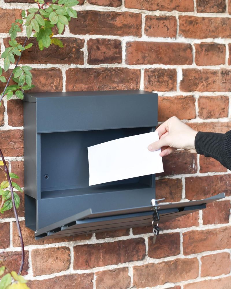 "Arlington" Grey Modern Wall Mounted Post Box & Newspaper Holder ...