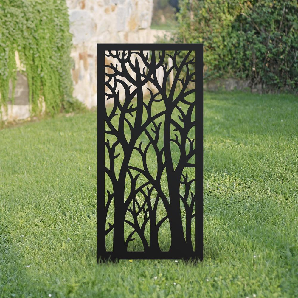 Black Autumnal Trees Garden Screen | Black Country Metalworks