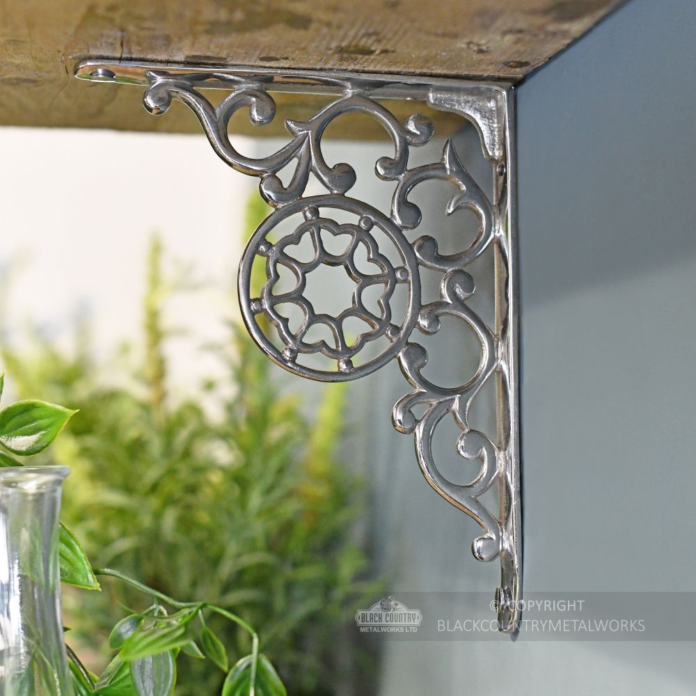 "Harrison" Chrome Shelf Bracket 17cm x 13cm | Black Country Metalworks