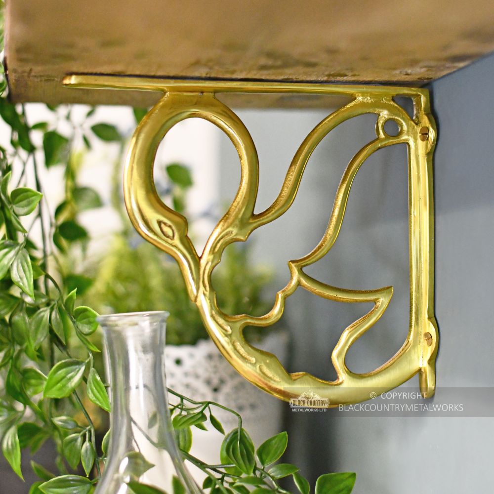 "Coscoroba" Polished Brass Swan Bracket 17cm x 20cm | Black Country ...