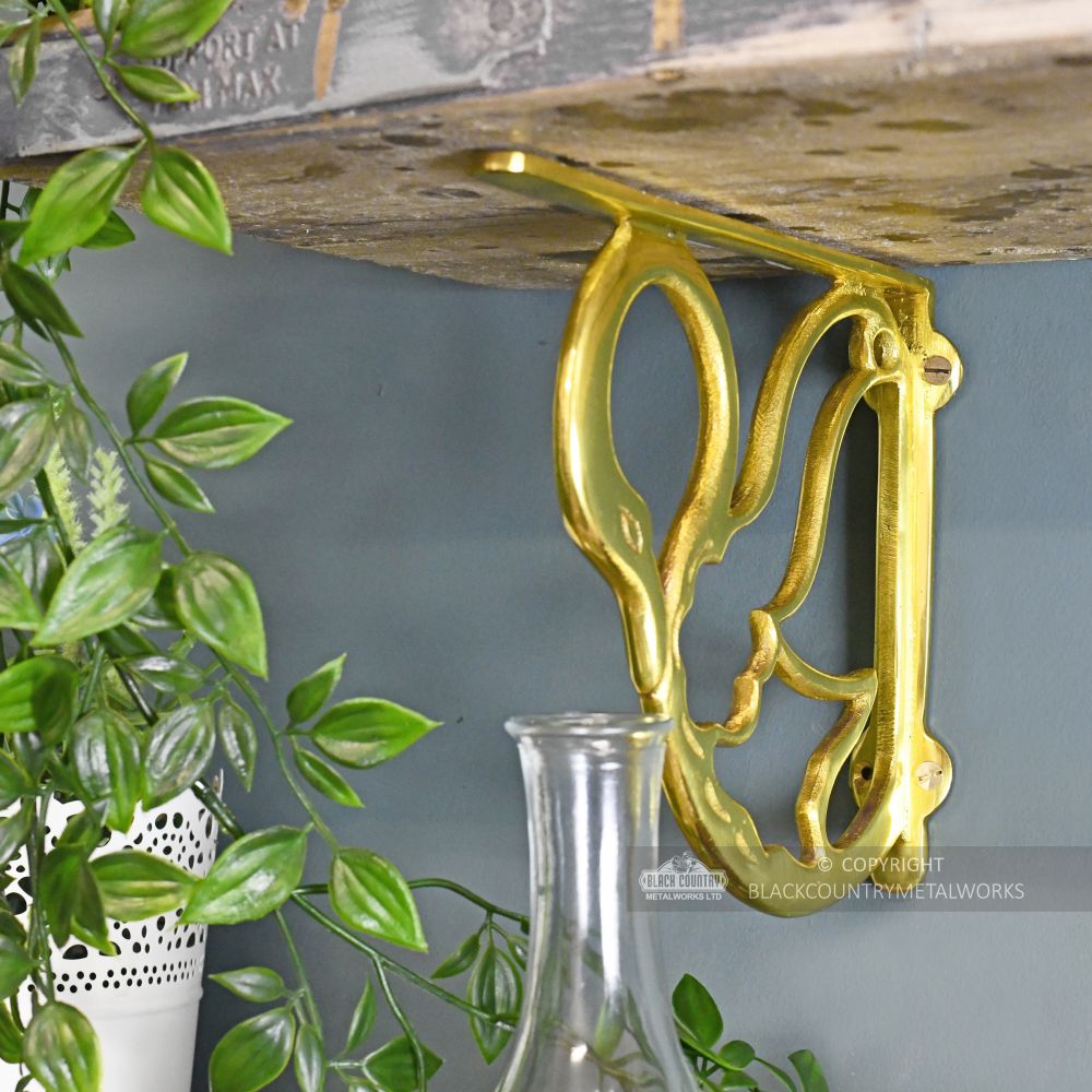 "Coscoroba" Polished Brass Swan Bracket 17cm x 20cm | Black Country ...