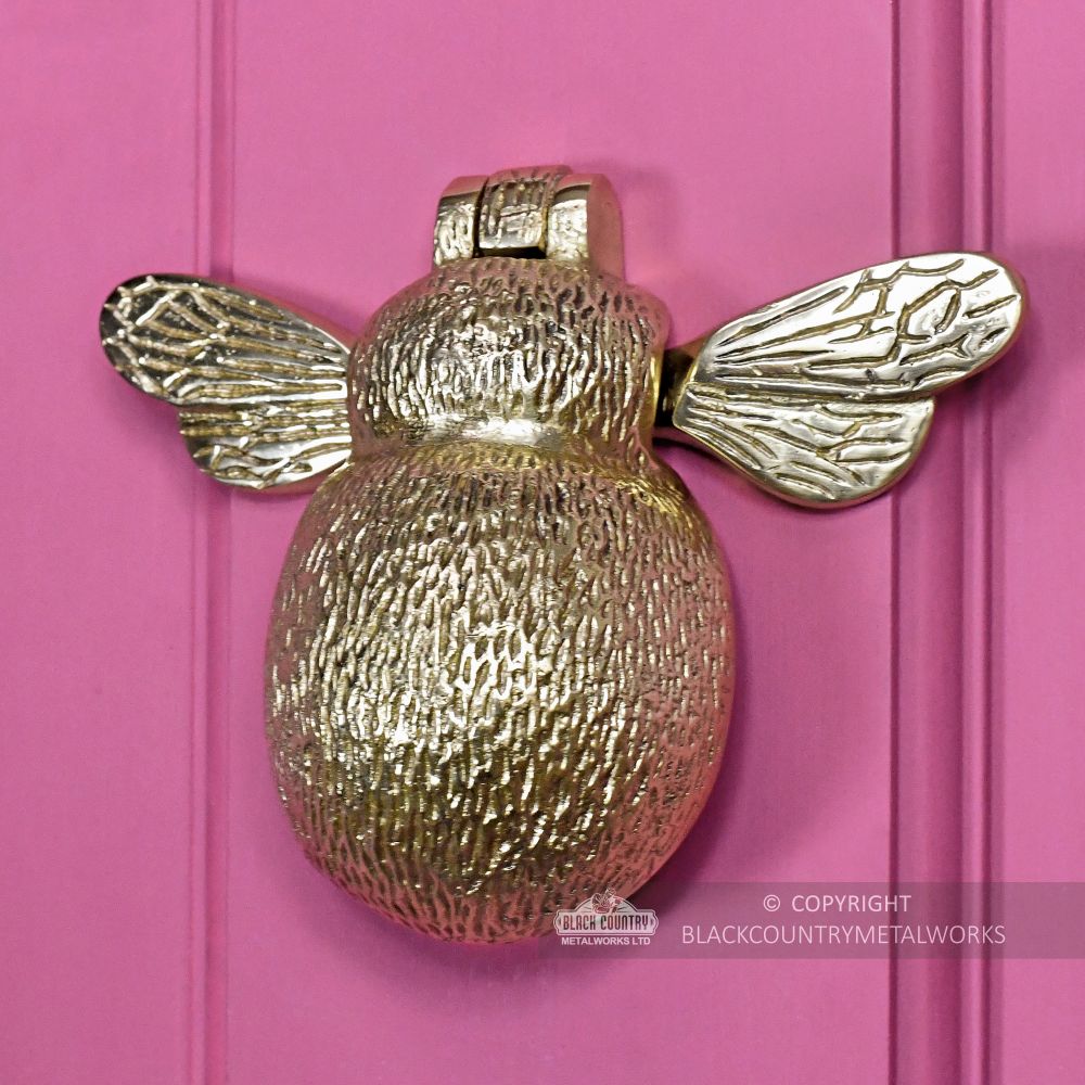 Polished Brass Bumblebee Door Knocker | Black Country Metalworks