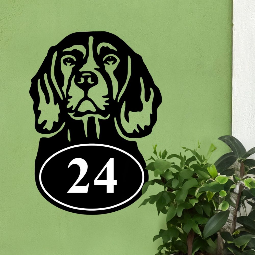 Beagle Dog Iron House Number Sign | Black Country Metalworks