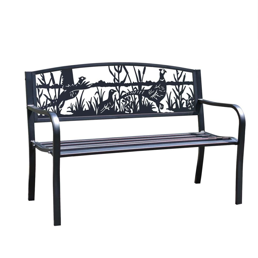 Bespoke Pheasant Iron & Steel Park Bench in Black | Black Country ...