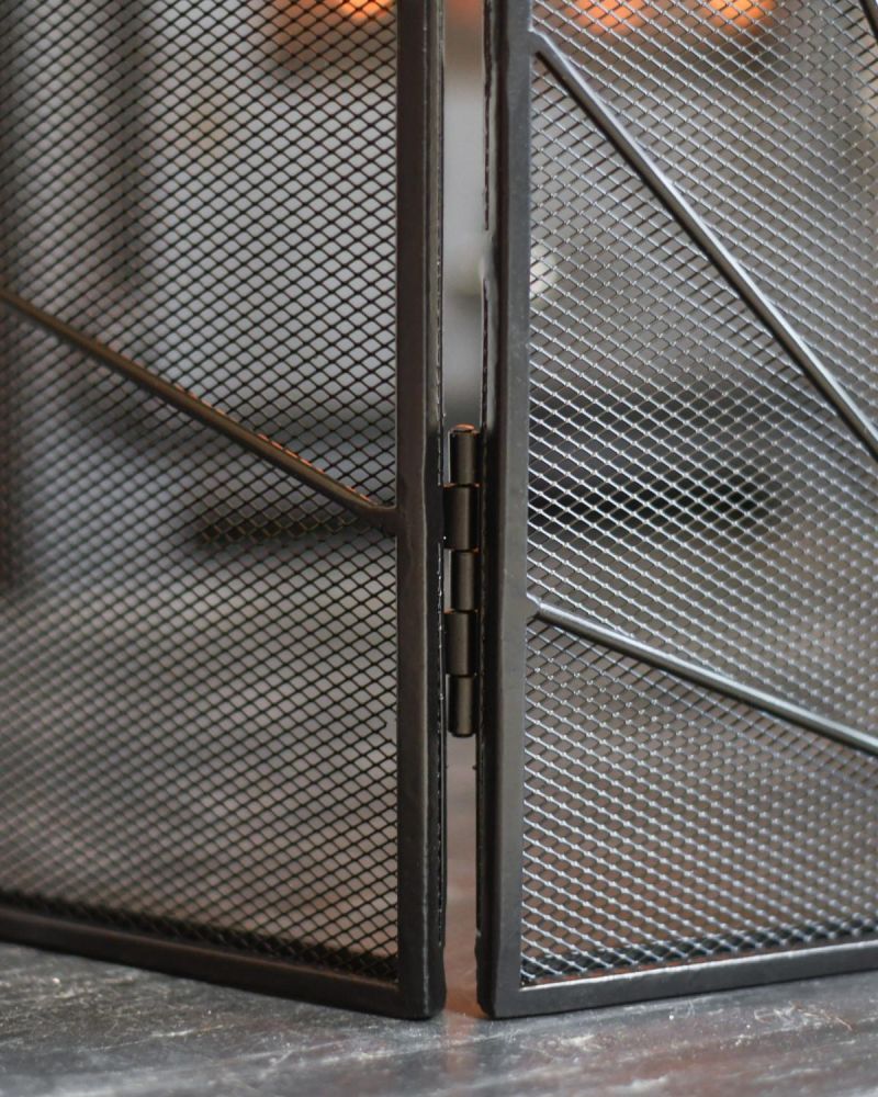 Black "Art Deco" Three-Fold Fireguard | Black Country Metalworks