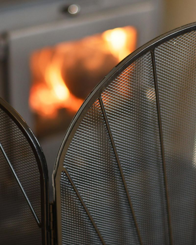 Black "Art Deco" Three-Fold Fireguard | Black Country Metalworks