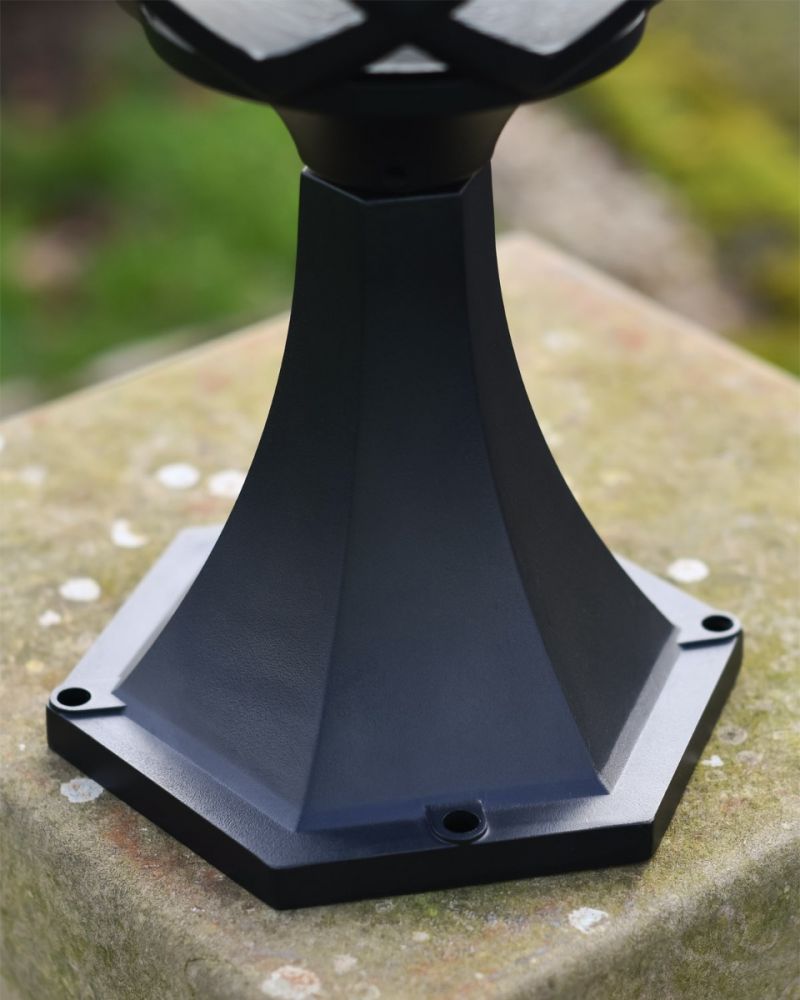 "Celene" Black Frosted Glass Pillar Light | Black Country Metalworks