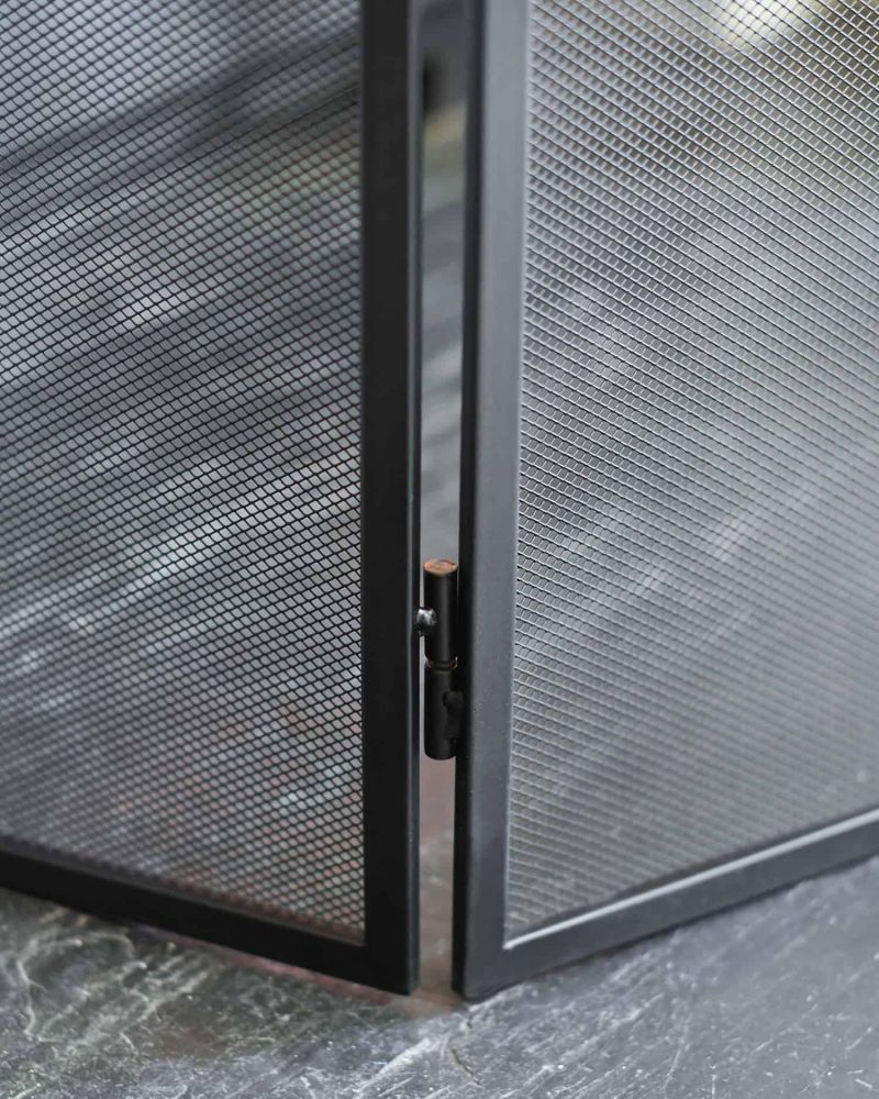 Black Central Arched Three Fold Fire Guard with Mesh | Black Country ...